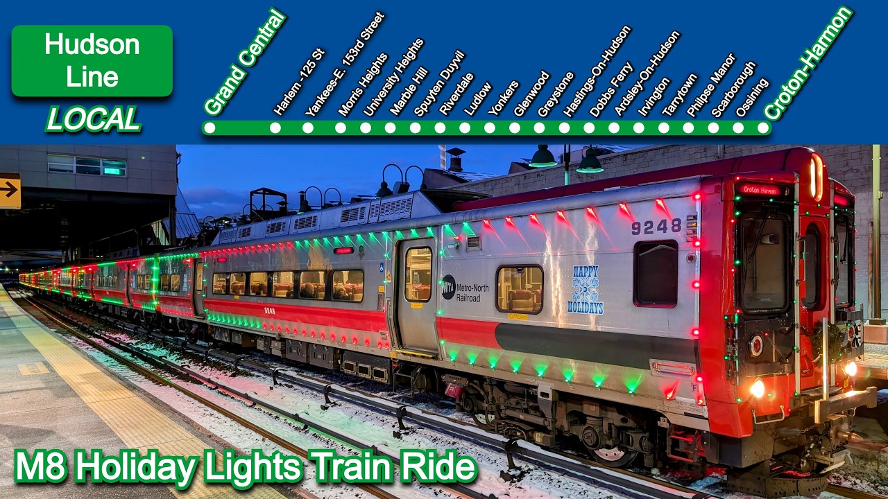 Metro North M8 Hudson Line Holiday Train Ride from Grand Central to ...
