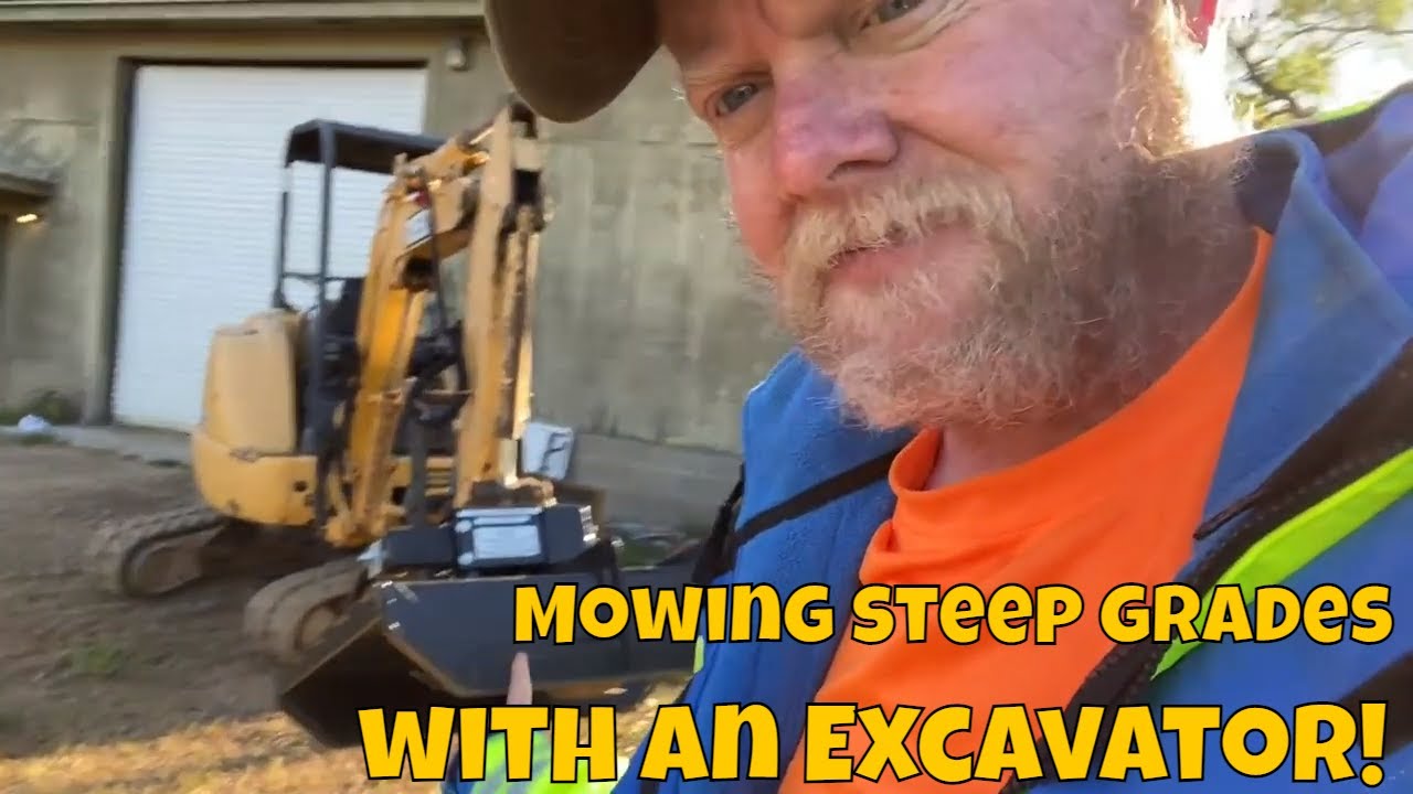 Excavator Brush Cutter first use. Steep bank mowing. - YouTube