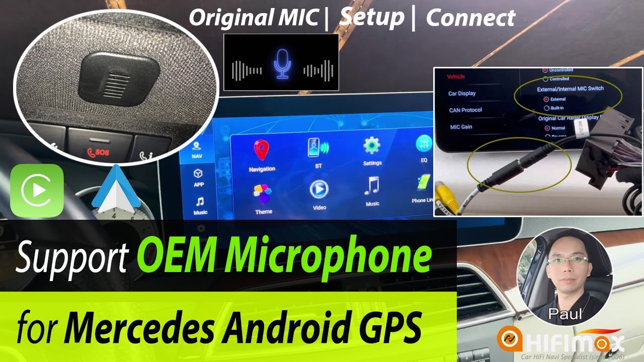 Mercedes Android GPS Support OEM Microphone for CarPlay Android Auto ...