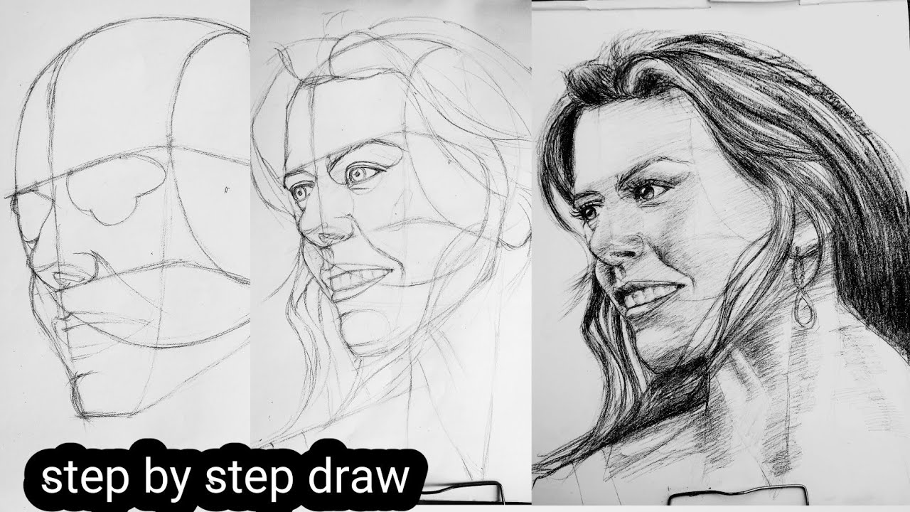 How to draw Catherine Zeta -Jones face drawing - YouTube