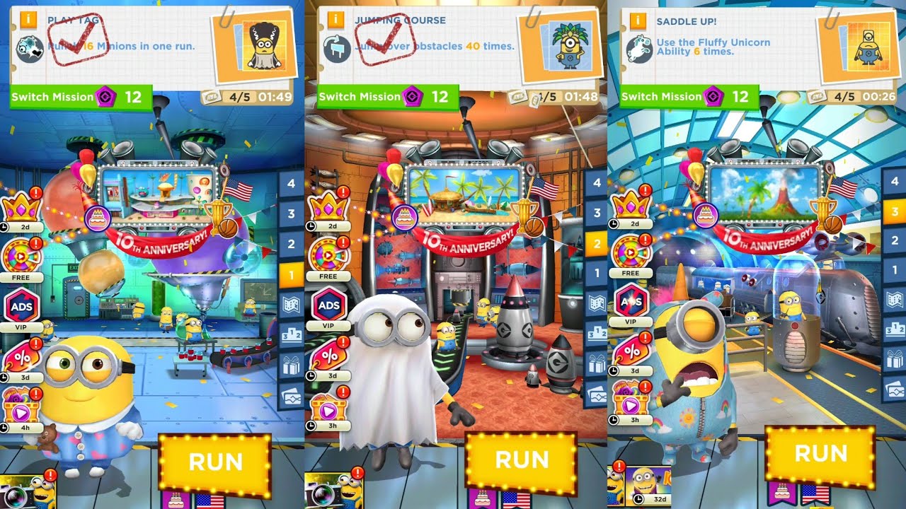Minion Rush Pajama Bob and Ghost and Fluffycorn Carl minions run at ...
