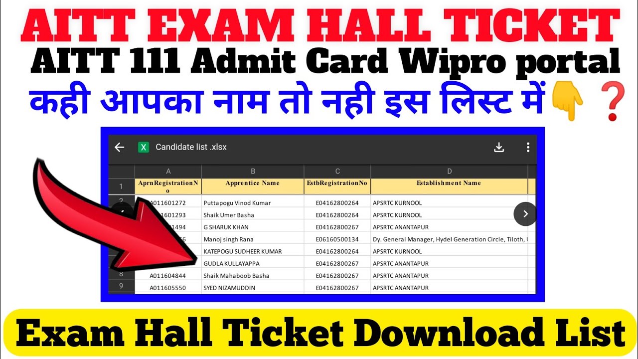 AITT 111 Hall Ticket Download List | WIPRO Portal | Candidate List ...