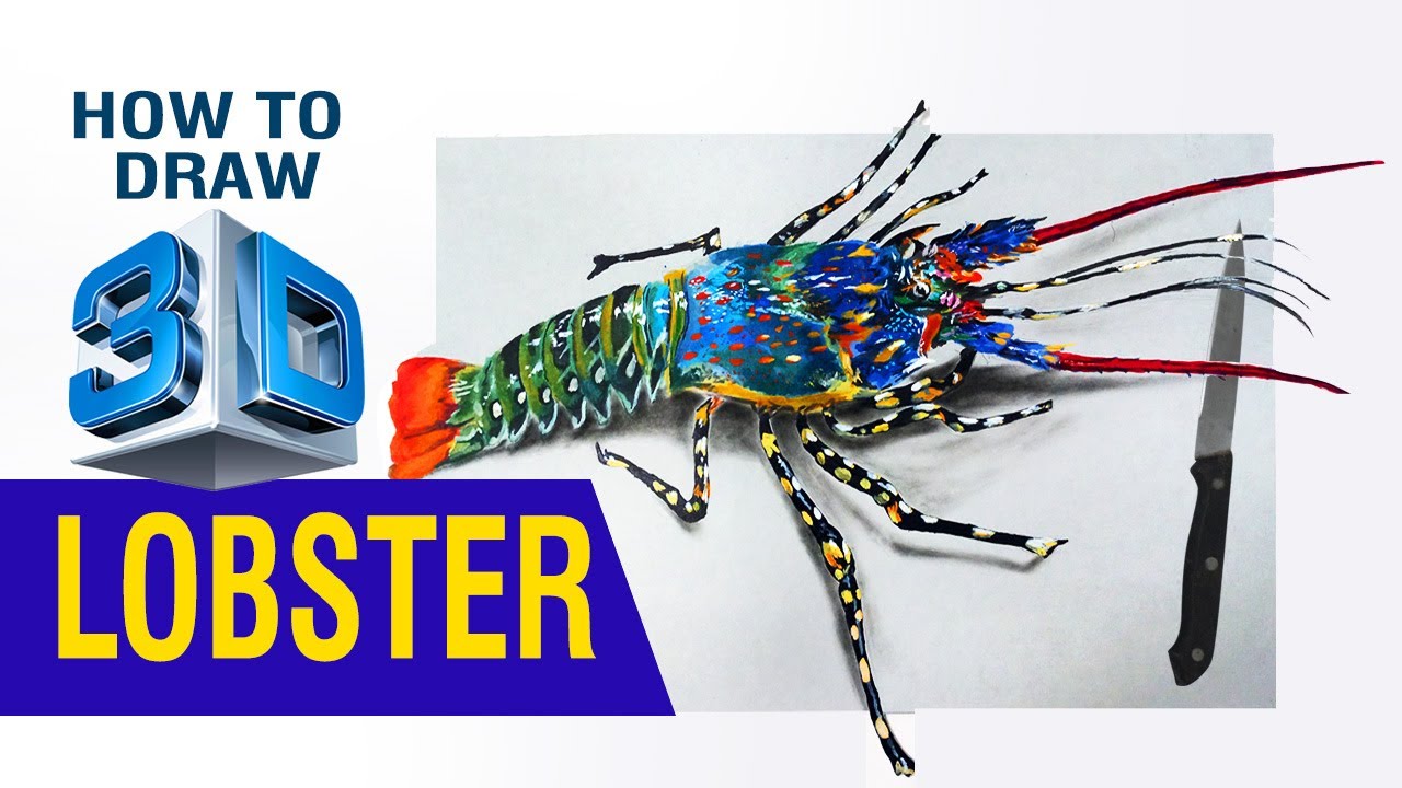 How to draw 3D Lobster l C7 MEDIA - YouTube