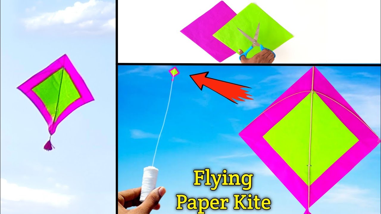 how to make kite , square paper kite , how to make pari kite , flying ...