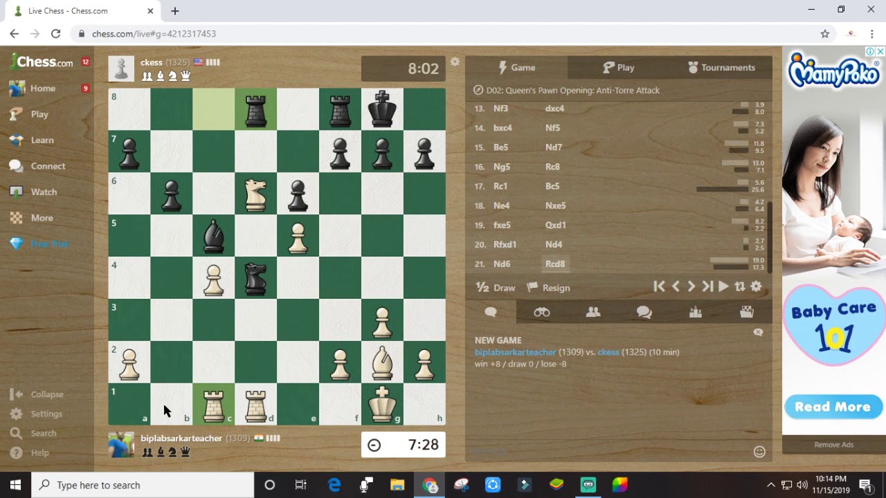 CHESS GAME 21 Nice Game Play ( Watch and Learn ) - YouTube