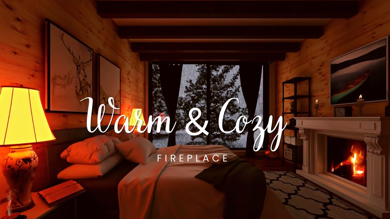 Cozy Cabin Ambience - Rain and Fireplace Sounds at Night one hour for ...