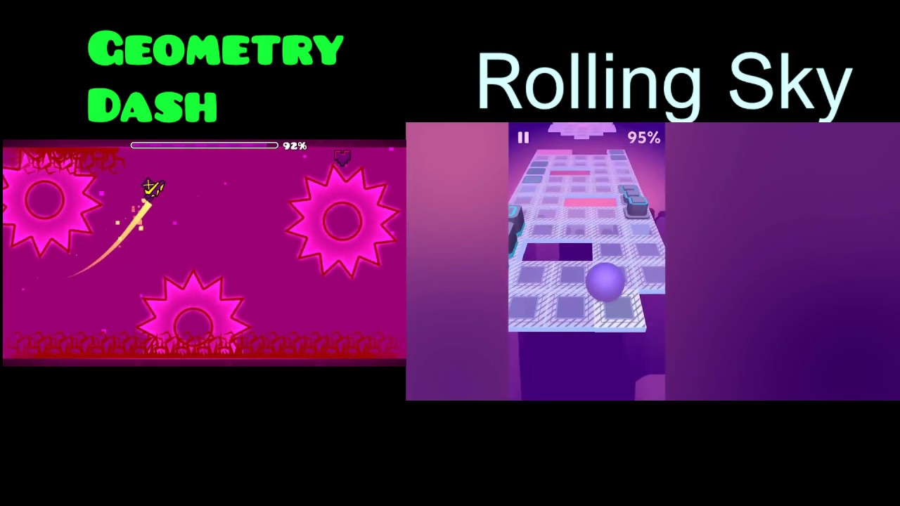 Rolling Sky & Geometry Dash Sky comparison - YouTube