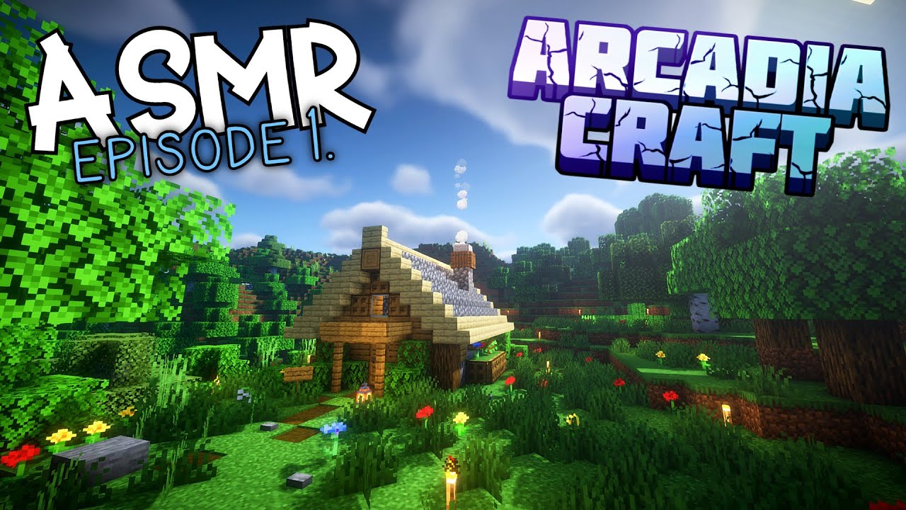 (ASMR) Arcadia Craft Ep 1. Building A Cozy Cabin! [Soft Whispering ...