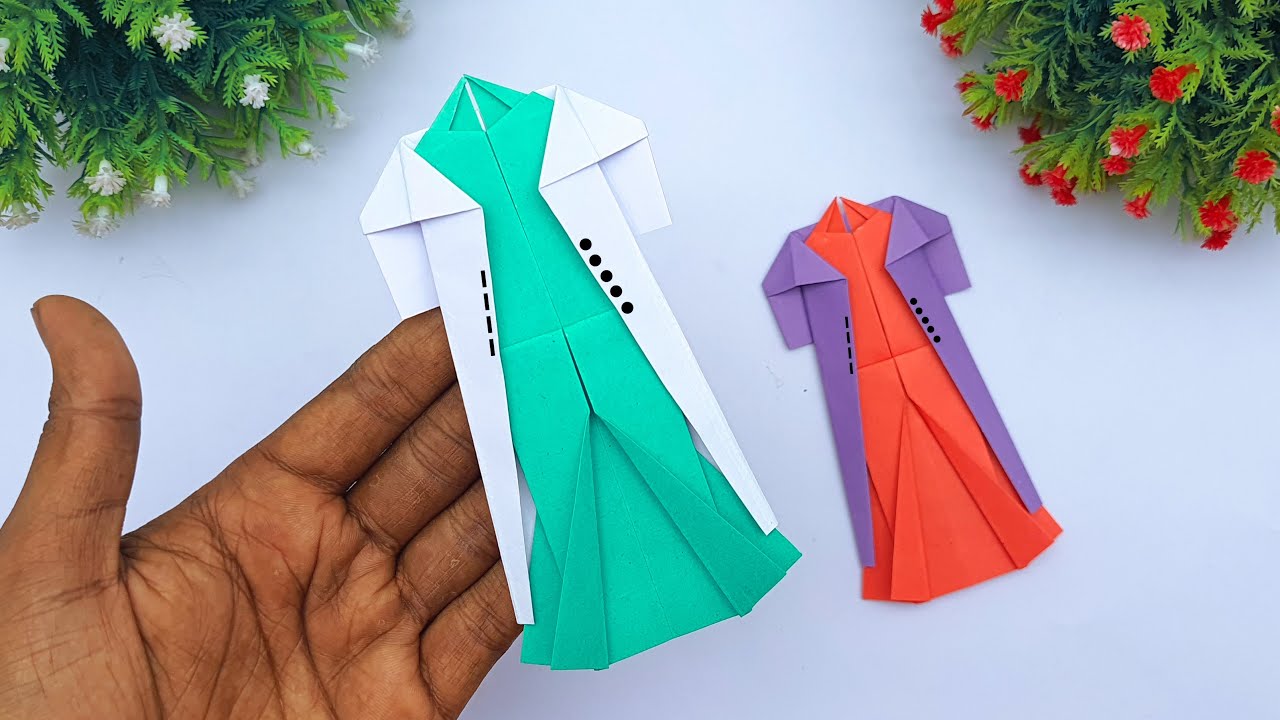 How To Make Cute Paper Dress With Coat | Handmade Paper Ladies Dress ...