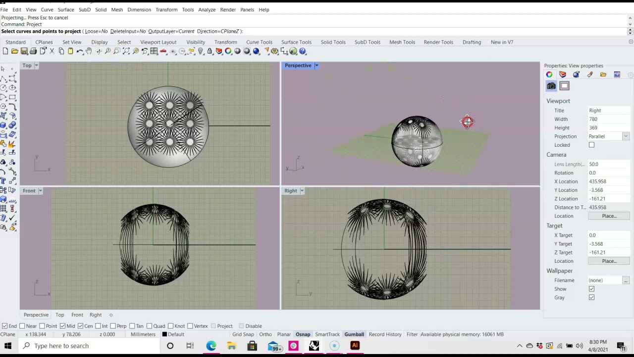 sphere and stars: extrude curve, project and boolean differ. - YouTube
