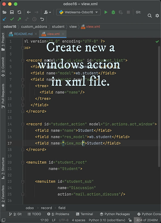 How to create windows action in Odoo 16 (ir.actions.act_window) | Shorts - YouTube