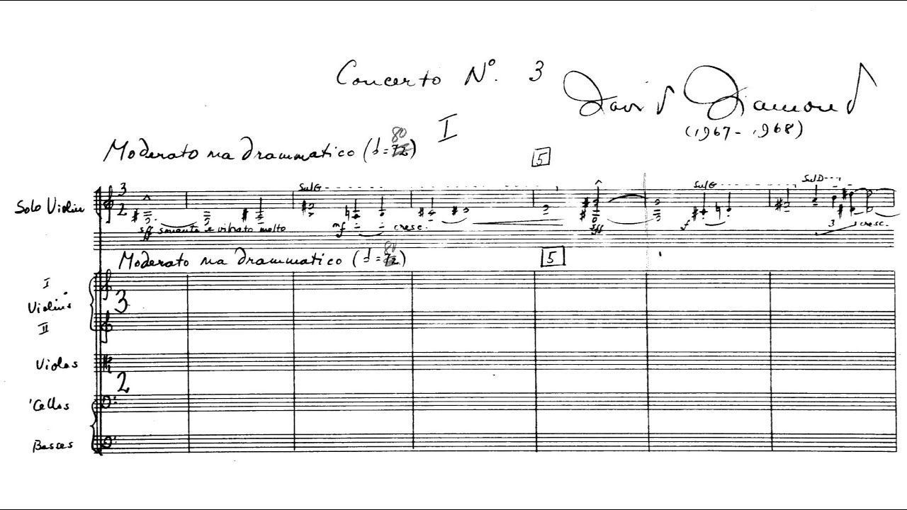 [Full Score] David Diamond - Violin Concerto No. 3 (1967-68) - YouTube
