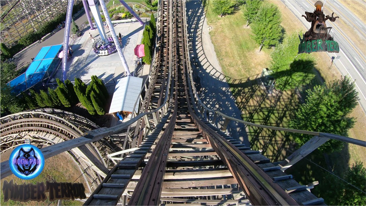 Timber Terror wooden coaster at Silverwood. [4k 60FPS front row POV ...