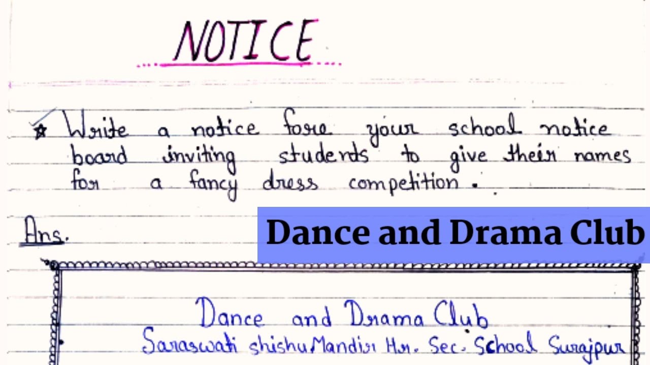 Notice on Dance and Drama Club in English | NOTICE 2022 | #noticias ...