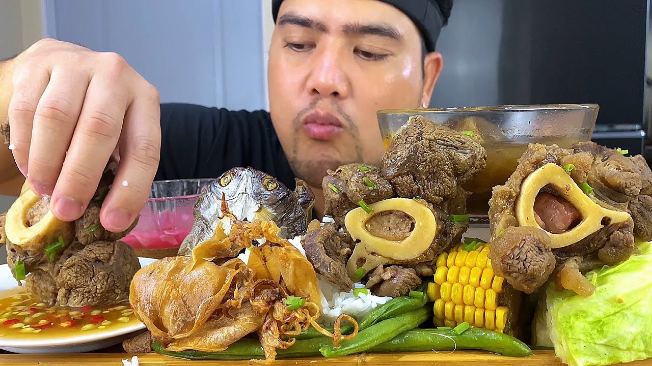 NILAGANG BAKA WITH BULALO (Bone Marrow) + DANGGIT AT PUSIT | FILIPINO ...