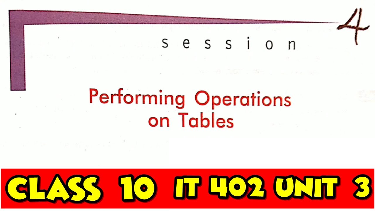 Sumita Arora Performing Operations on Tables Class 10 Information ...