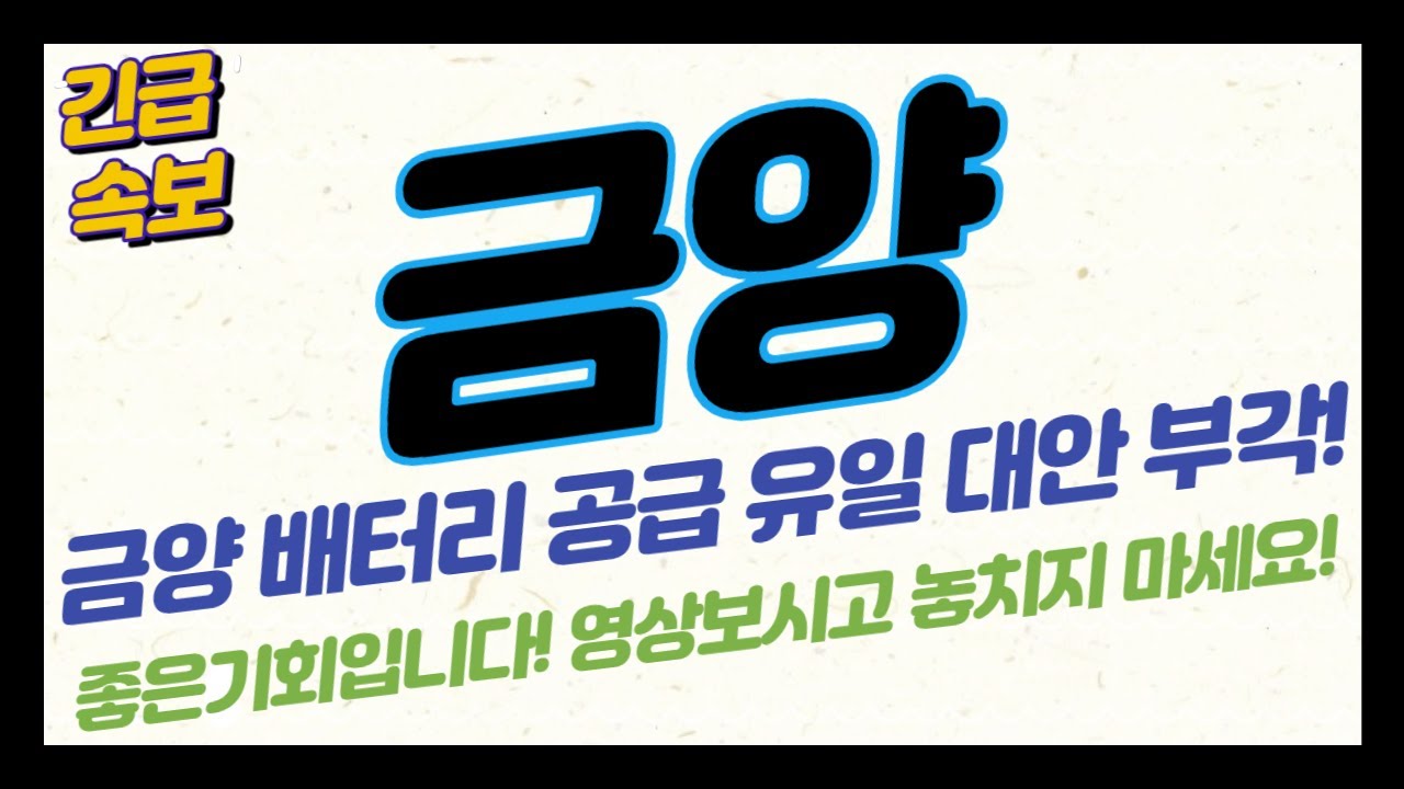 금양 금양 배터리 공급 유일 대안 부각 좋은 기회 입니다 절대 놓치지 마세요 금양주가전망 금양 주주님들 영상 보시고