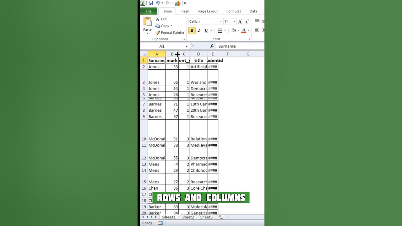 Excel Shortcuts Keys to Ajdust Rows and columns #excel - YouTube
