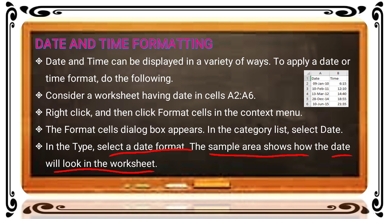 Ch 8 Date and Time Formatting Class 6 Computer Science - YouTube