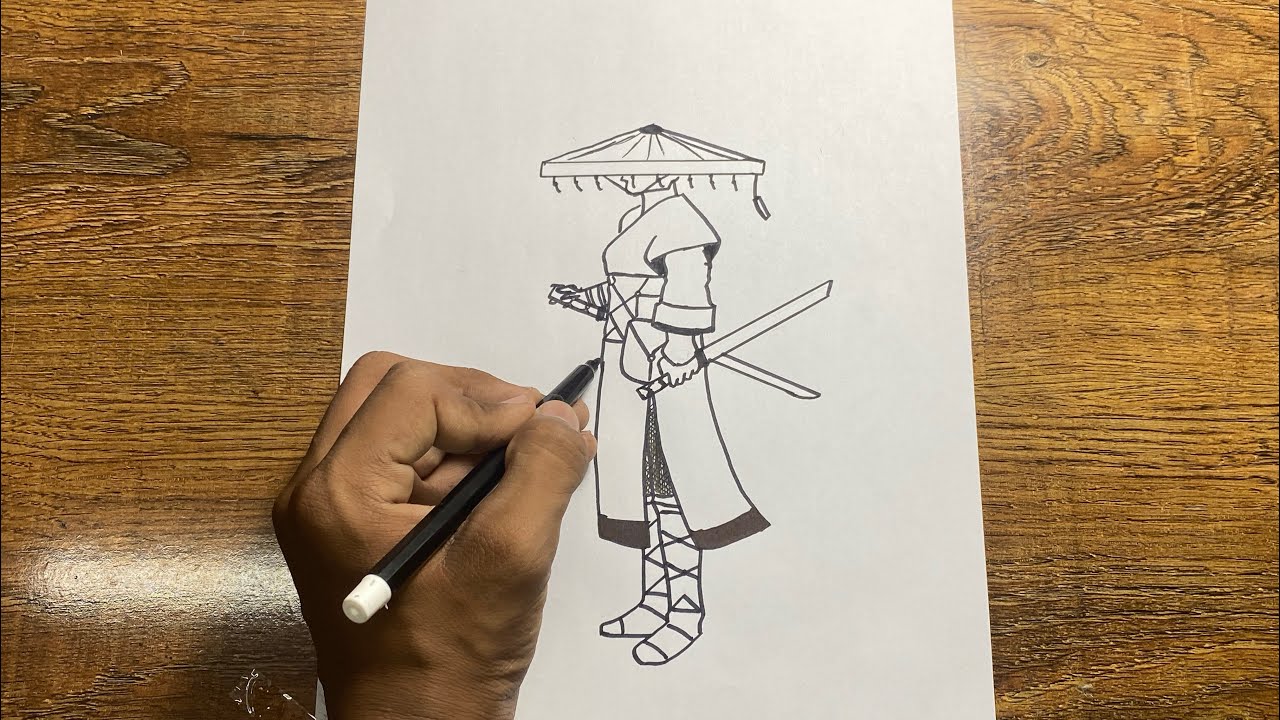 Marker Drawing Of Samurai | How To Draw Samurai Drawing | Learn Step by ...