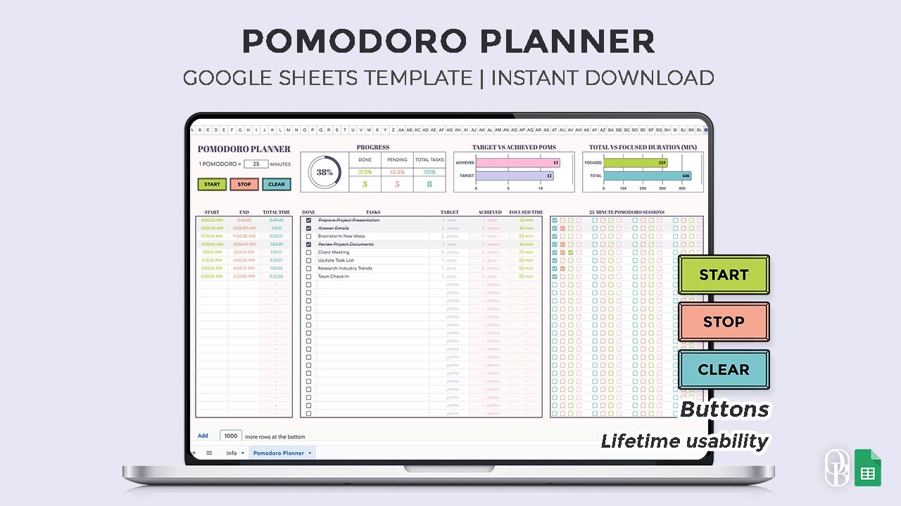Pomodoro Planner - Time Management - Productivity Planner - Study ...
