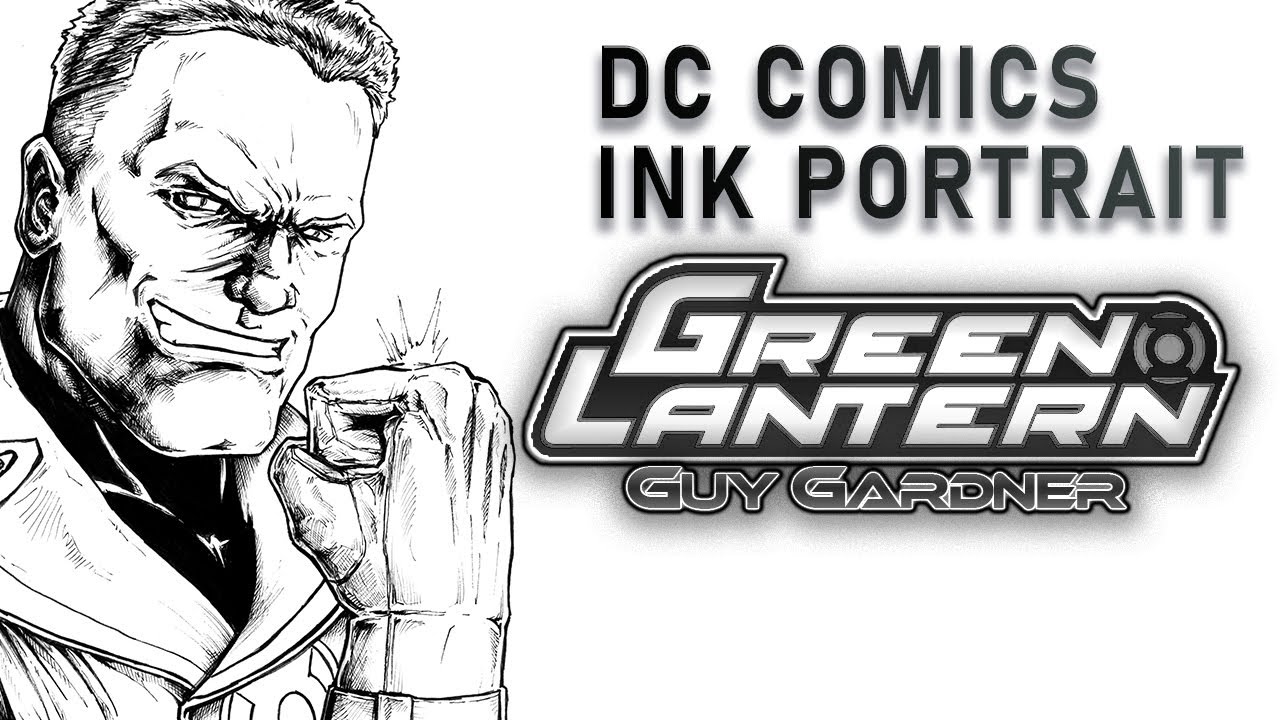 Drawing Green Lantern Guy Gardner - DC Comics INK PORTRAIT - YouTube