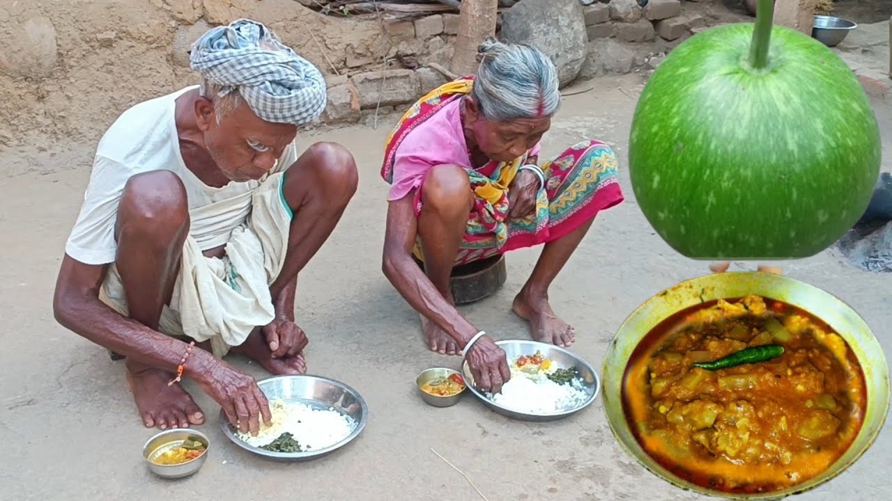 how to cook and eat rural tribal Grandmother couple Masoor Dal||Indian ...
