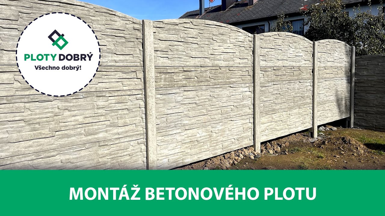 Montáž betonového plotu | Ploty Dobrý - YouTube