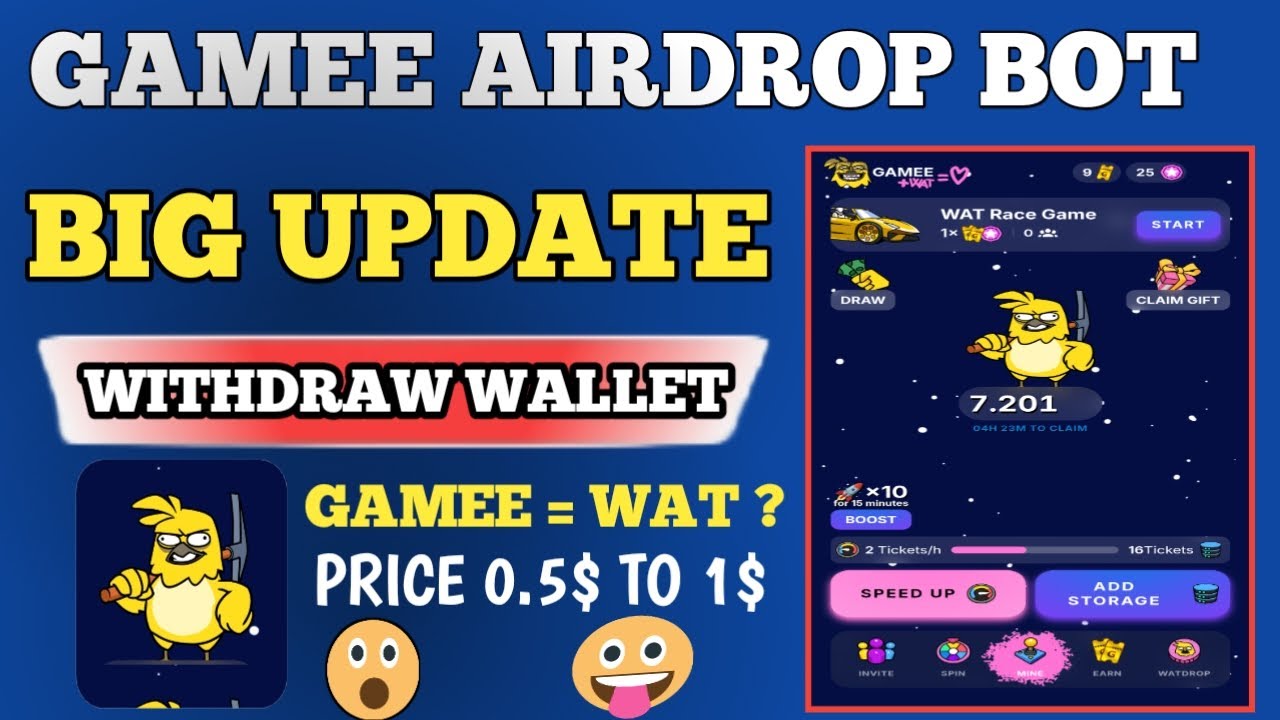 Gamee Telegram Bot Big Update || Gamee WAT Token Listing and Claim ...