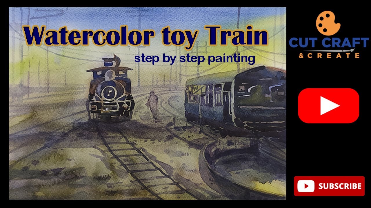 Watercolour toy train| Watercolour painting| Watercolour Painting for ...