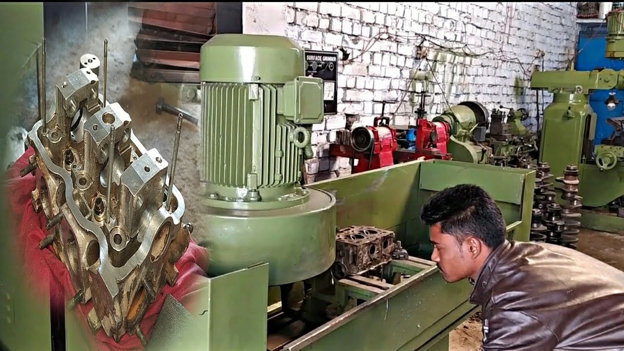 Engine head face work| gas engine head face| two cylinder engine head ...