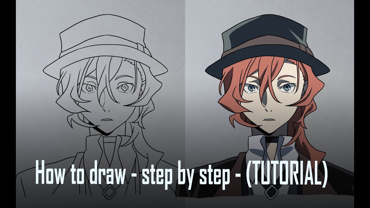 How to draw Chuya Nakahara (Bungou Stray Dogs) tutorial step by step ...