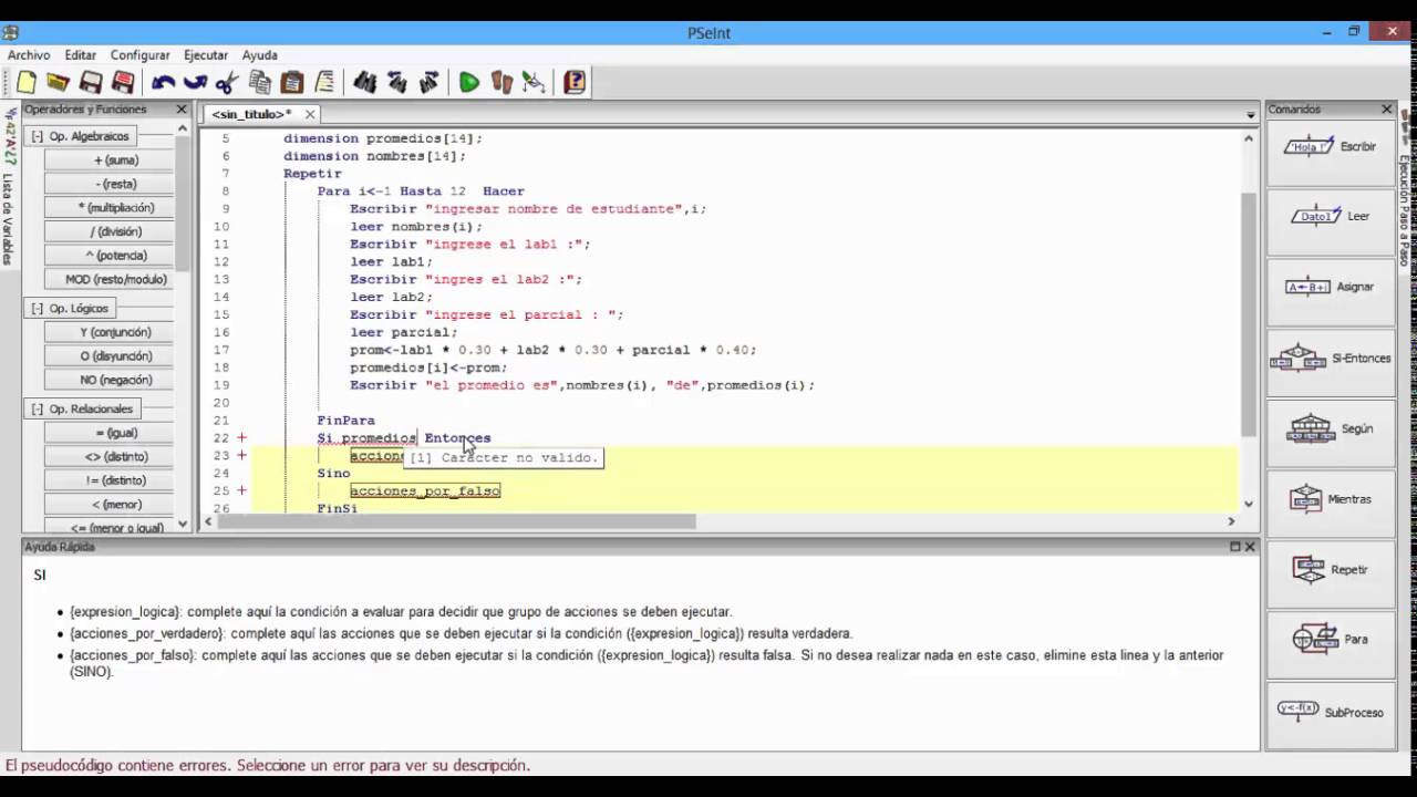 ejercicio #3 notas de los estudiantes en pseint - YouTube