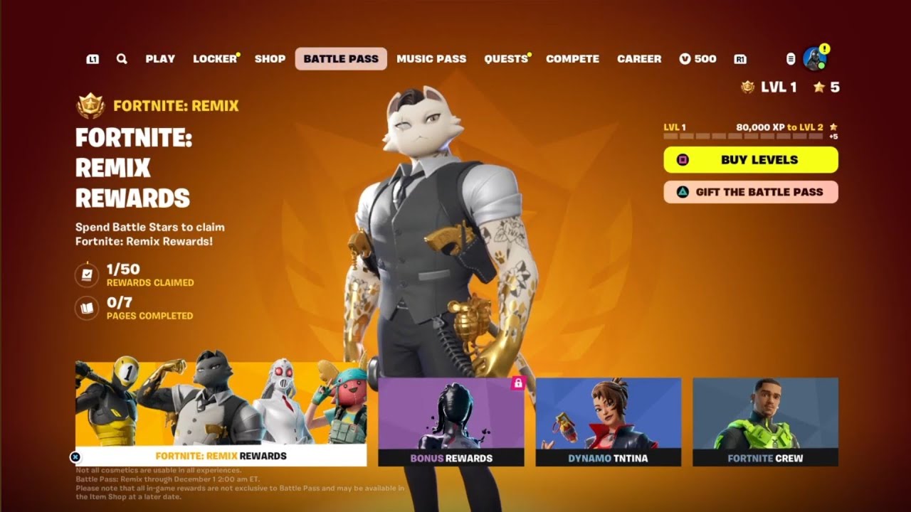 CHAPTER 2 REMIX CHAPTER 5 SEASON 6 FULL BATTLE PASS | Fortnite - YouTube