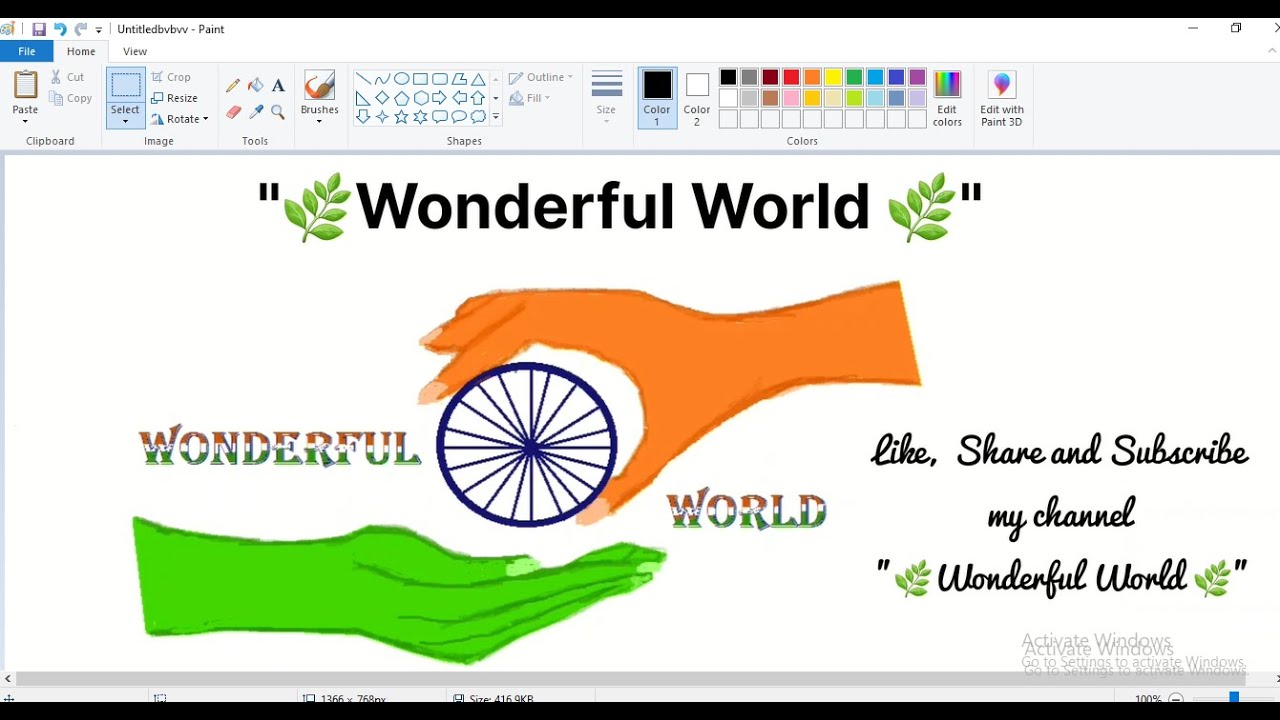 How to draw in computer l Independence Day Drawing step by step l ms ...