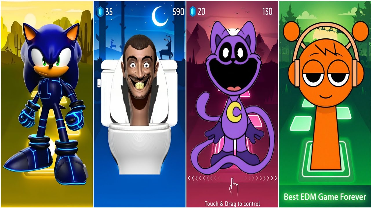 Sonic Prime - Skibidi Toilet - Catnap - Sprunki - Tiles Hop EDM Rush ...