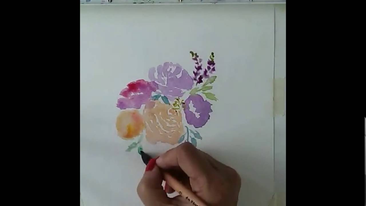 Aquarell für Anfänger: Rosestrauss malen / Watercolor for beginners ...