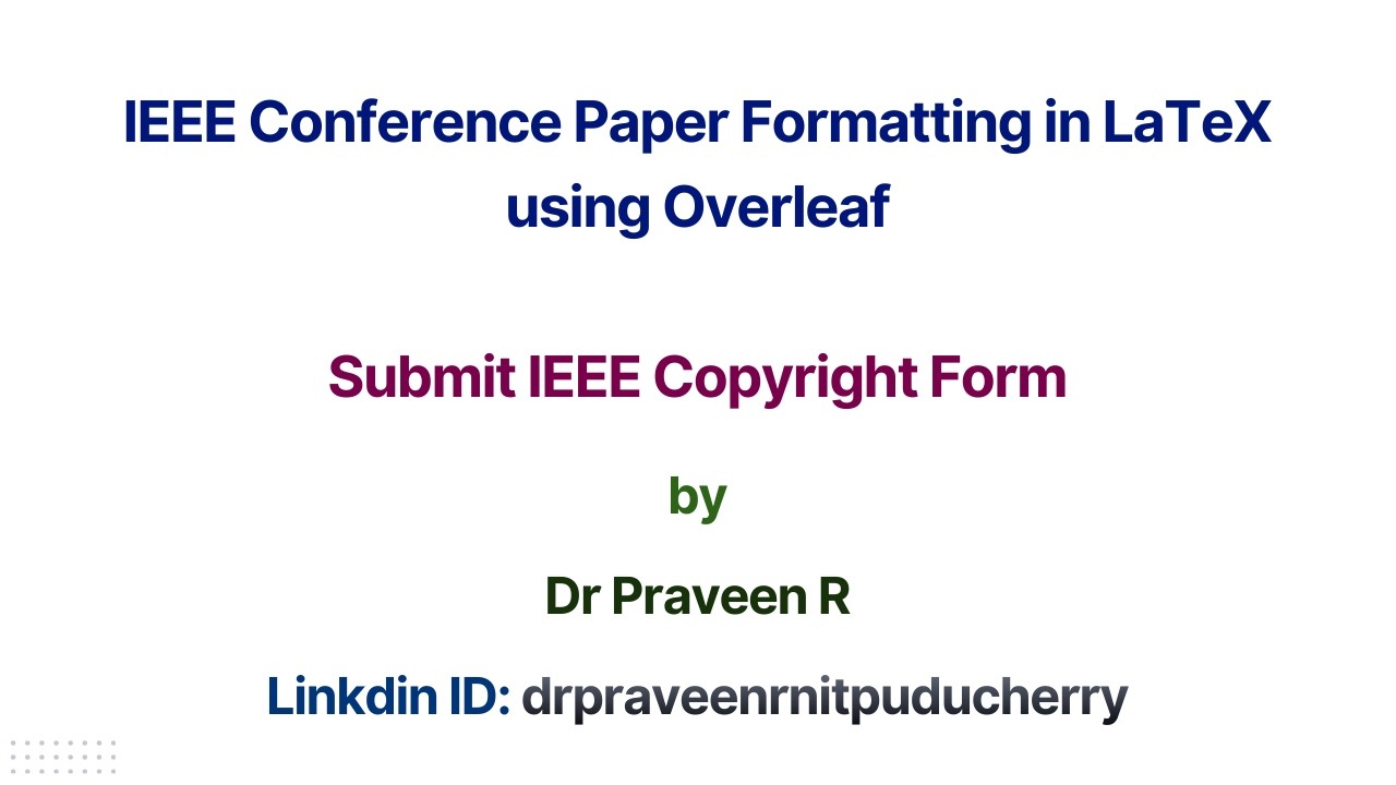 How to Submit IEEE Copyright Form via Microsoft CMT - YouTube