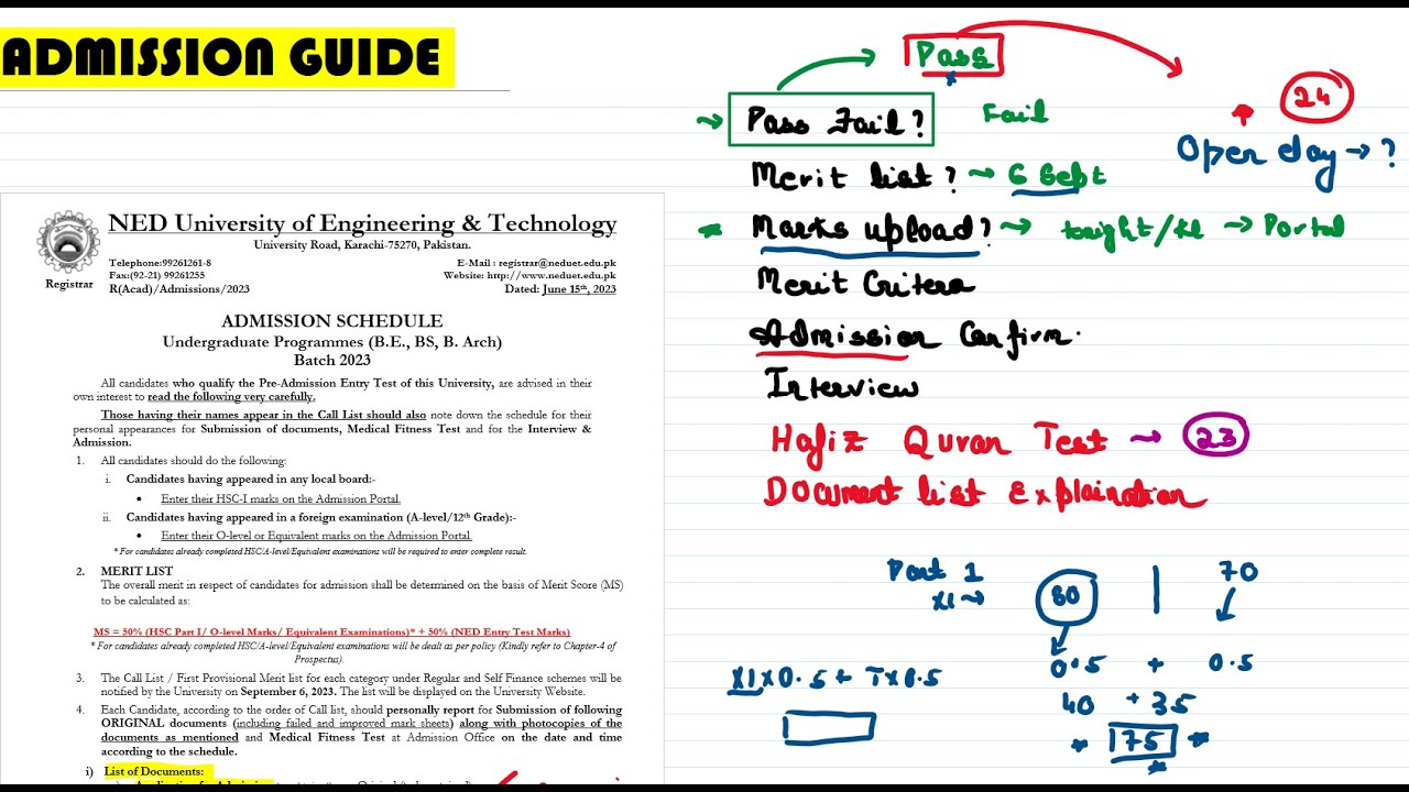 COMPLETE NED ADMISSION PROCESS | NED ADMISSION GUIDE COMPLETE | MERIT ...