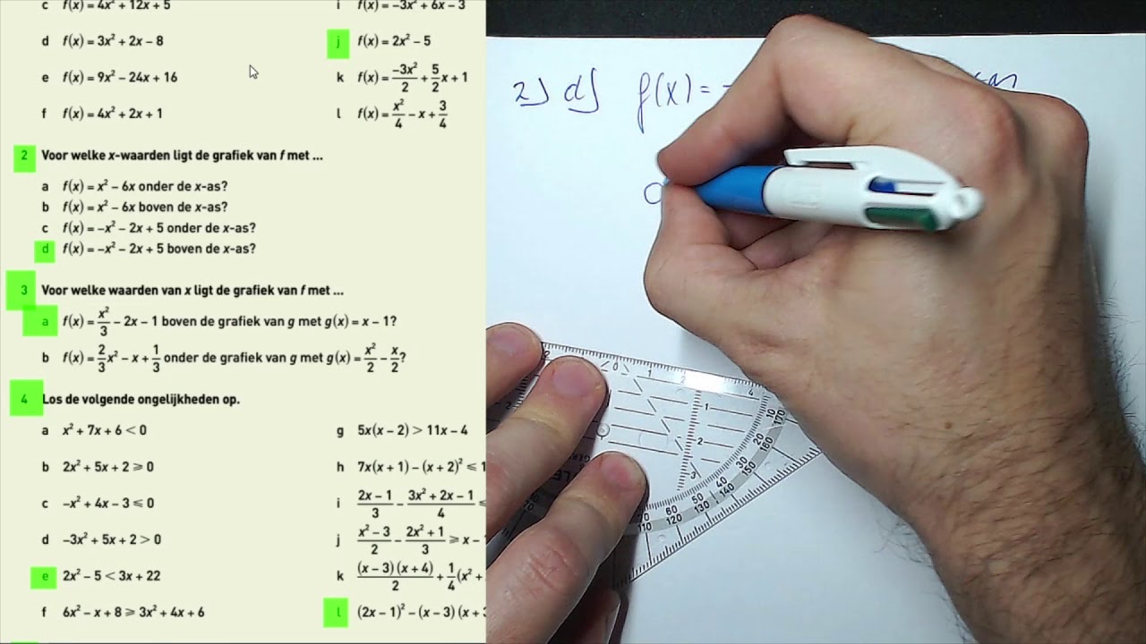 Oefeningen Tweedegraadsfuncties – tekenverloop/tekenschema uitleg - YouTube