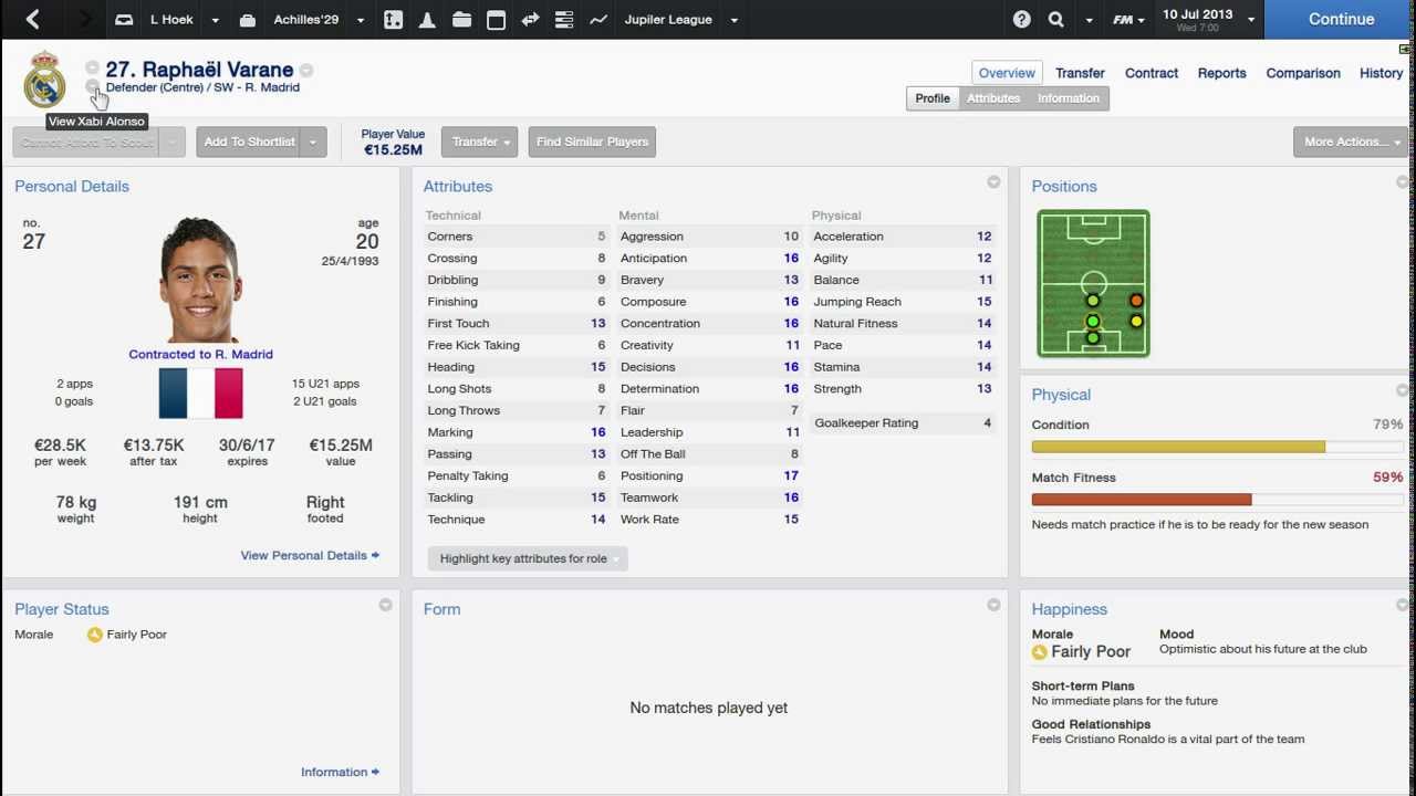 Player ratings Real Madrid Football Manager 2014 - YouTube