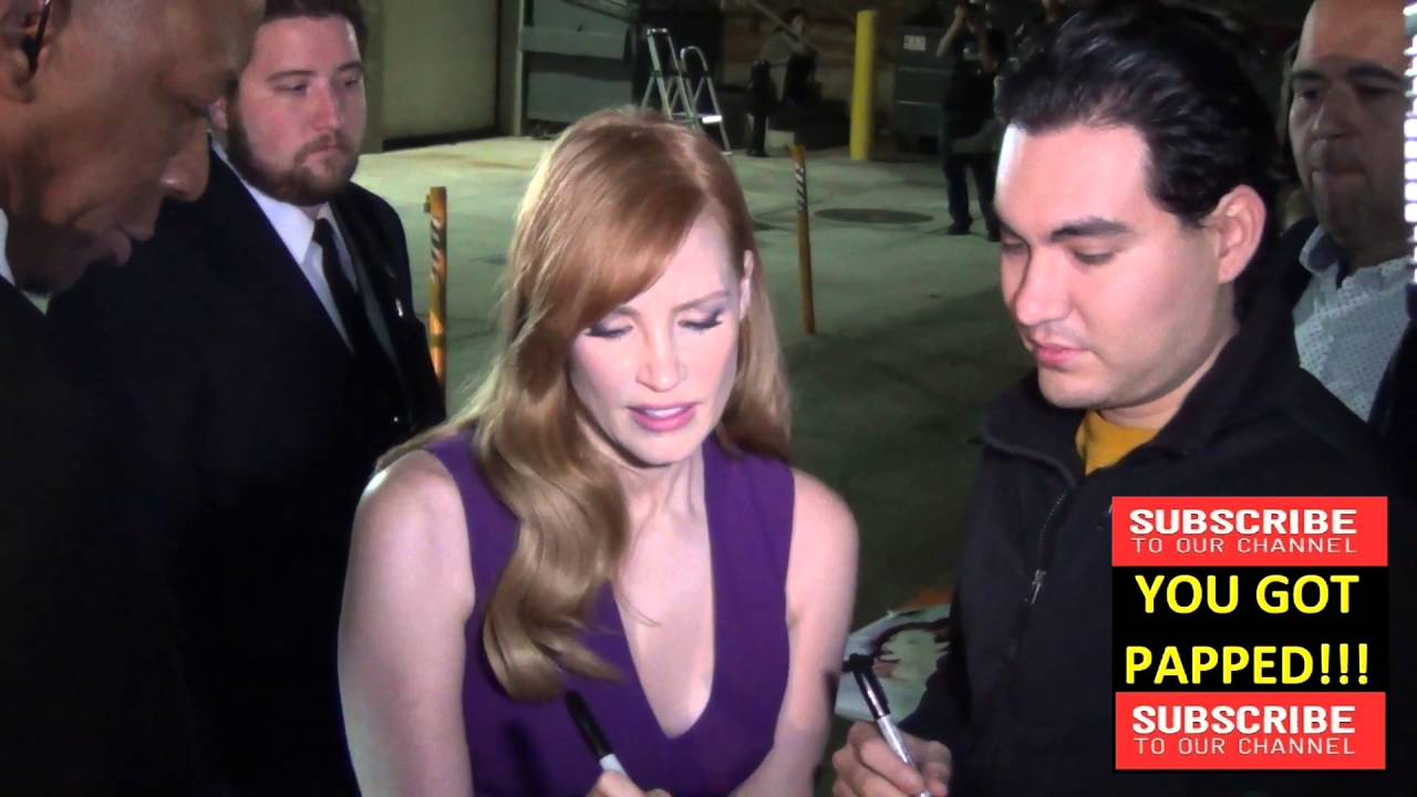 Jessica Chastain outside Jimmy Kimmel Live and talks about Bill Cosby ...