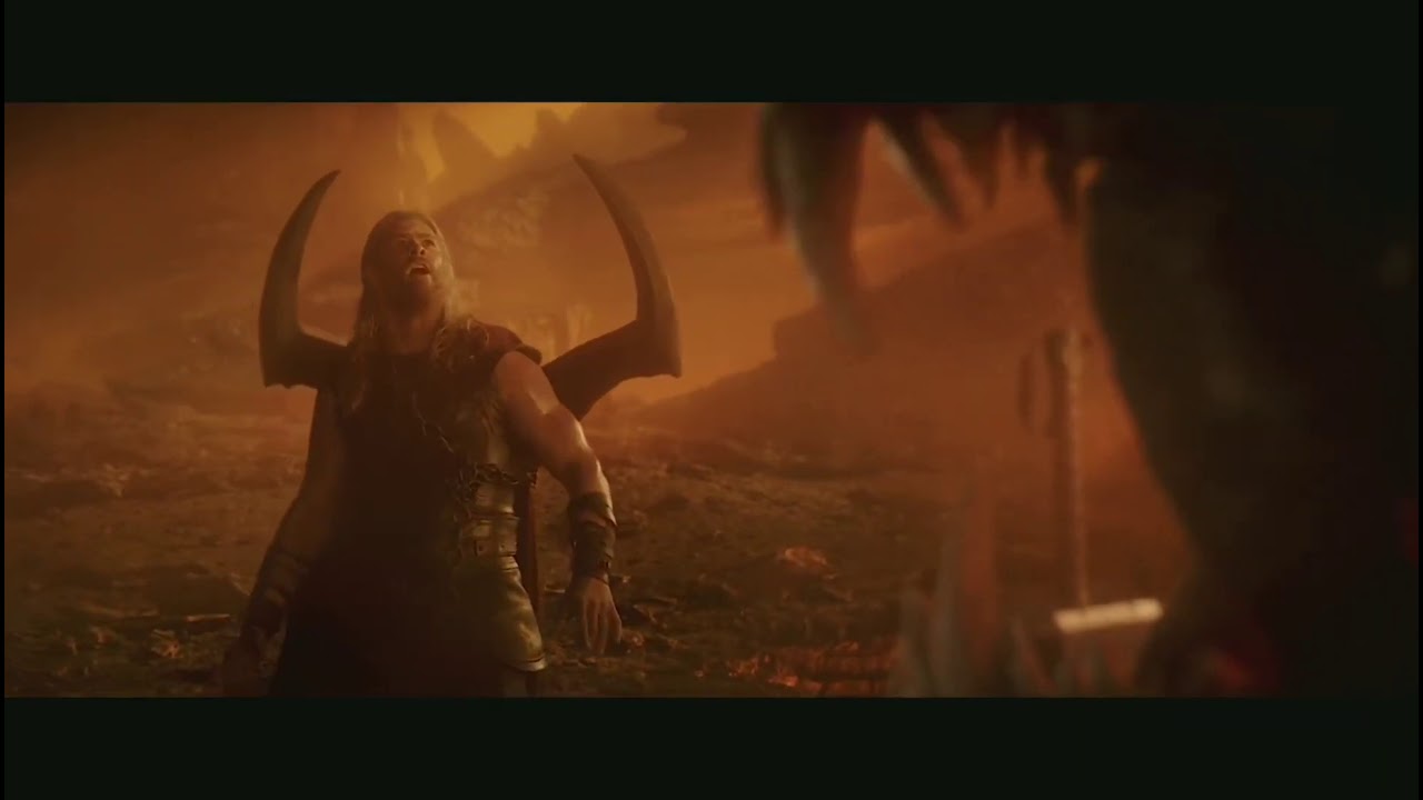 Thor Puts His Hammer on Fire Dragon - Scene - Thor Ragnarok (2017 ...
