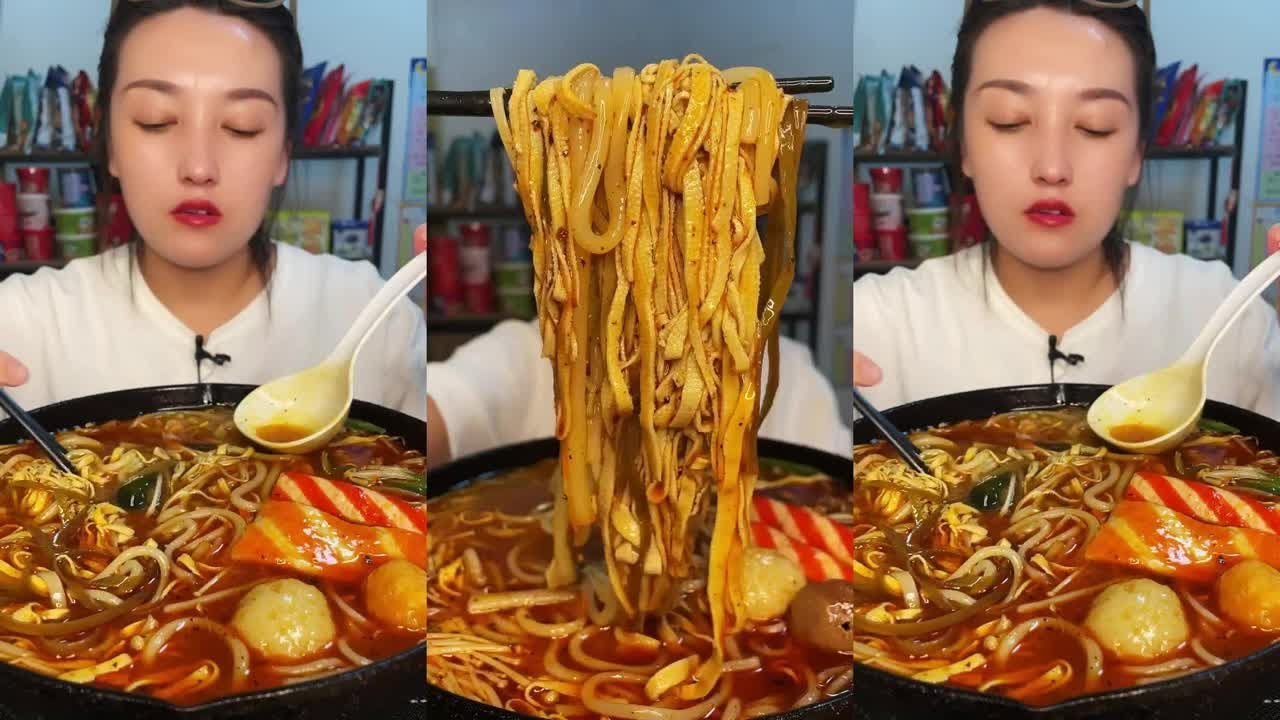 ASMR MUKBANG| Yakisoba Fire noodles! Frank Sausage, Vienna Sausage ...