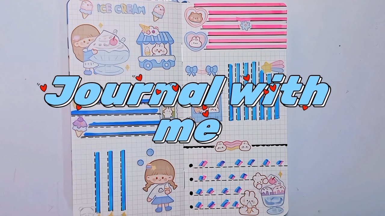 Journal sticker with me | aesthetic | ice cream theme | journaling ...