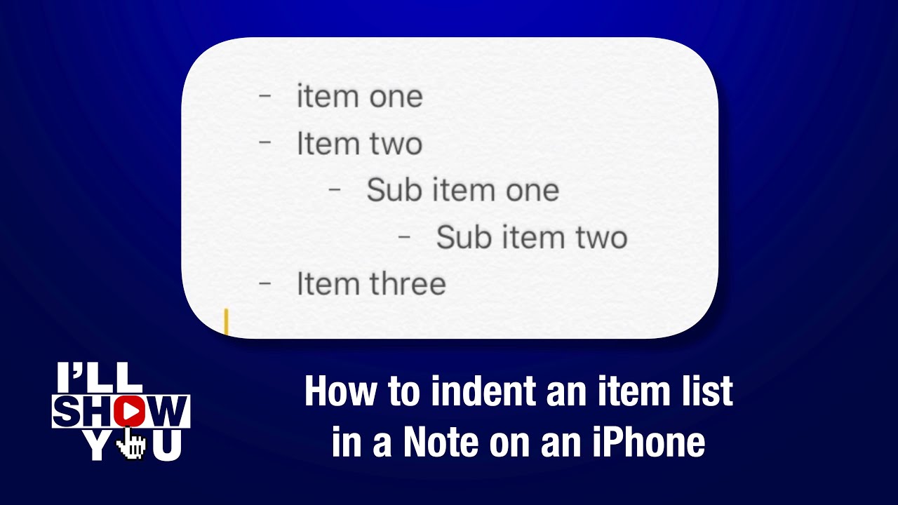 How to indent an item list in a Note on an iPhone - YouTube