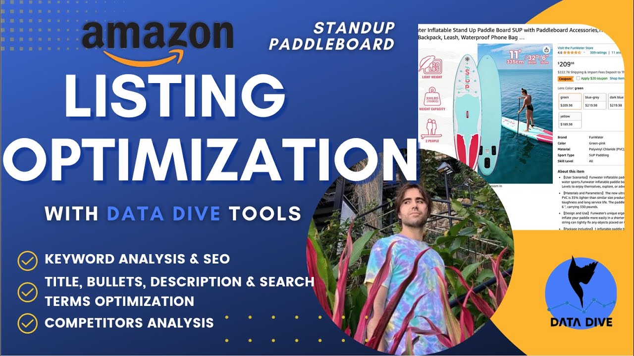 🛠 👨‍🏫 Amazon Listing OPTIMIZATION Tutorial & Keyword Analysis (Standup Paddleboard) Data Dive ...