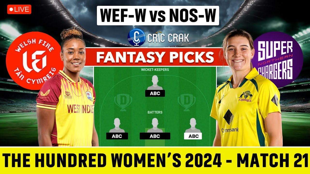 🔴Live Hundred: WEF-W vs NOR-W Dream11 Team I Welsh Fire vs Northern ...