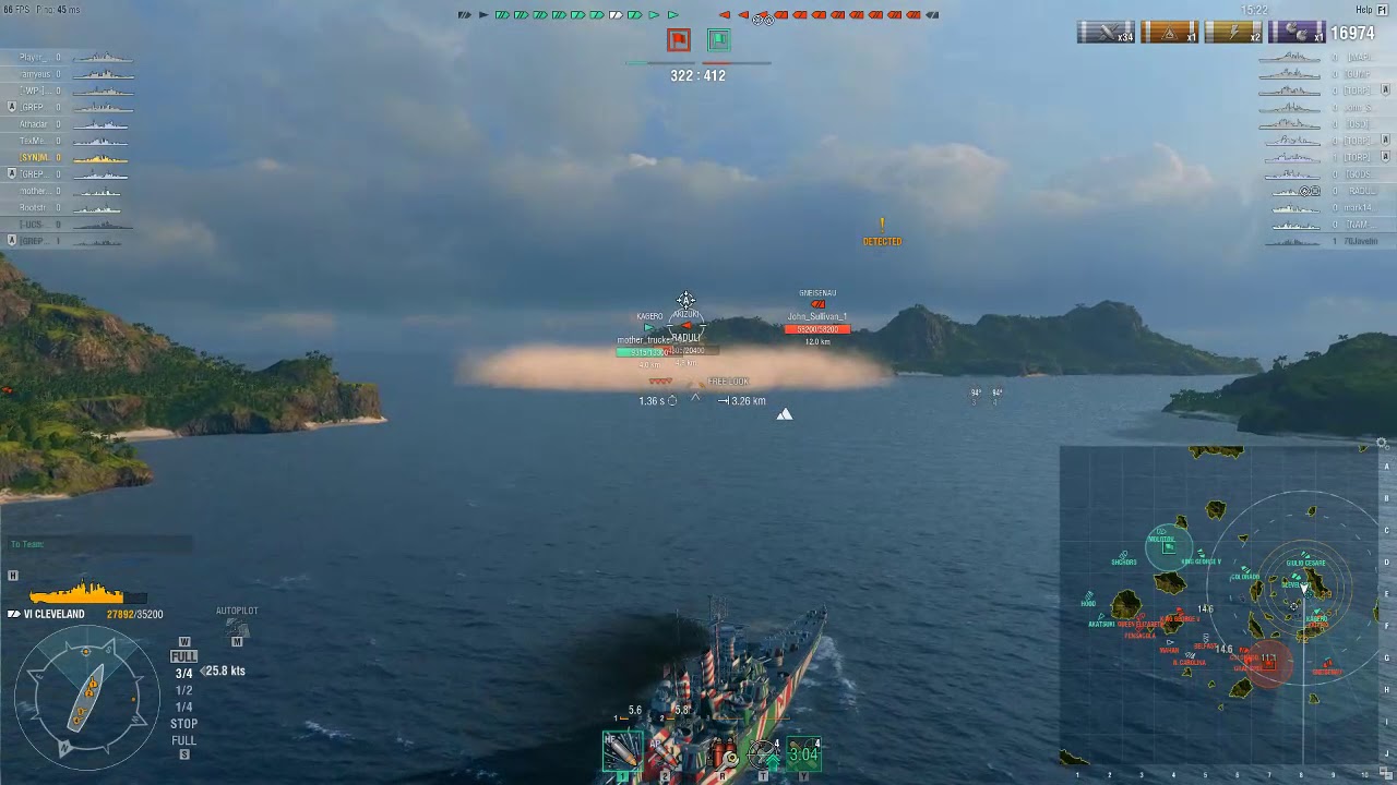 WoWs Ep32: IFHE Cleveland in a T8 match (133k dmg, 2231XP) - YouTube