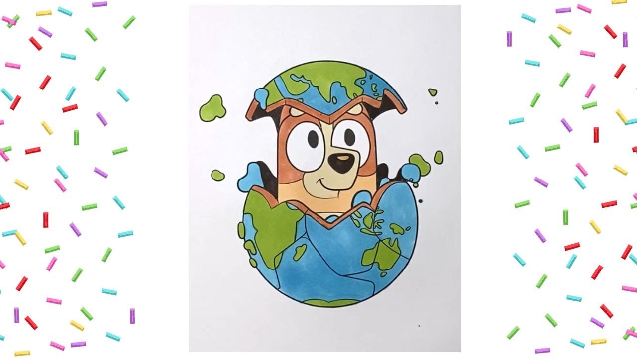 Bluey's Sister Bingo Hatching From Inside Earth/ Coloring with Markers ...